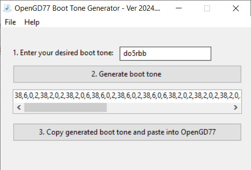 OpenGD77 BootTone Generator